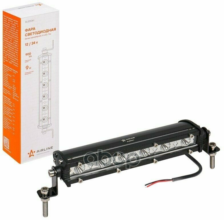 Фара доп. Off-road светодиодная 12-24V 9w 6 диодов, 6500K 186х30х47мм направленный свет AIRLINE арт. ALED061 - высокое качество