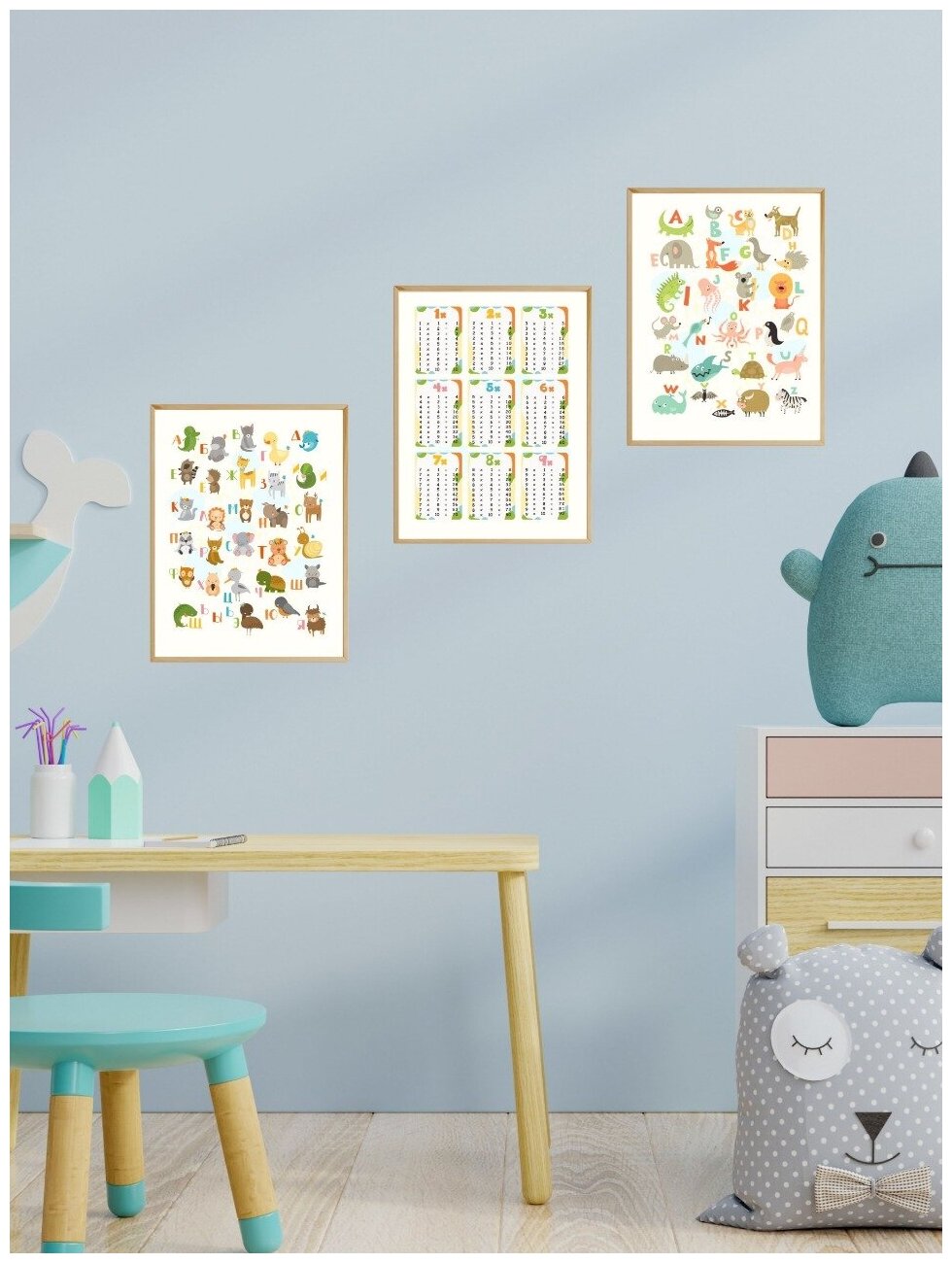 Набор развивающих постеров Русский алфавит, Таблица умножения, Английсский алфавит