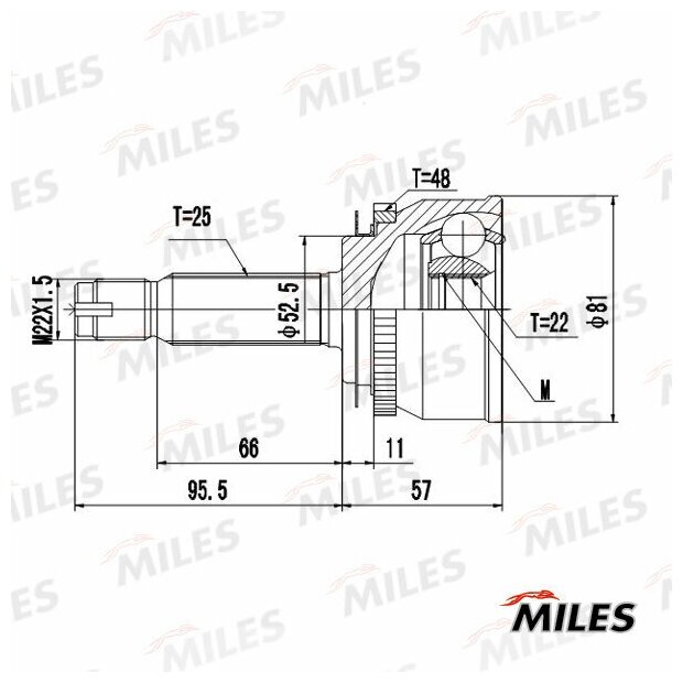 Шрус наружный, комплект для Hyundai Getz 2002-2009 / арт. GA20705 / бренд MILES / OEM 495001C260