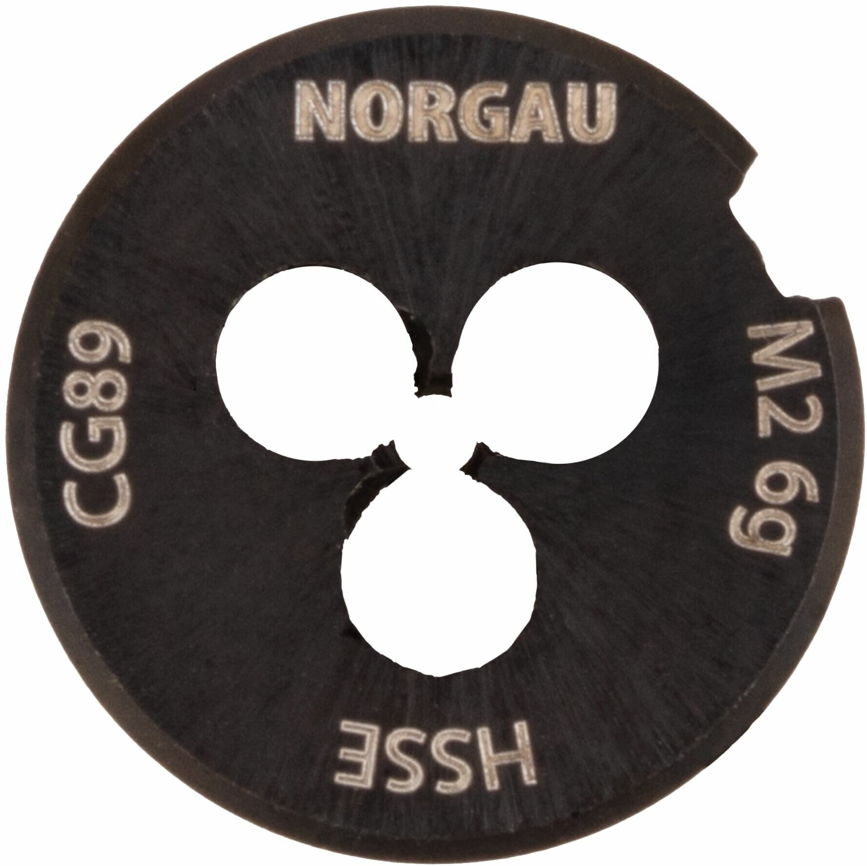Плашка М2х0.4 мм по нержавеющим и жаропрочным сплавам NORGAU Industrial метрическая, для резьбы 60, по DIN223, HSS-Е/VAP (Co 5%), диаметр 16 мм