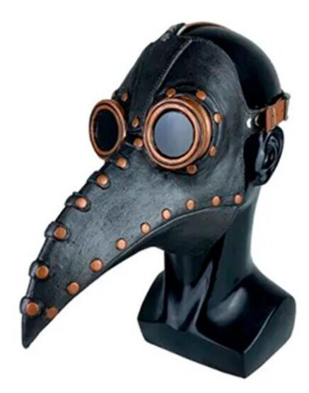 Маска латексная "Чумной доктор" (Цв: Черный-Коричневый )