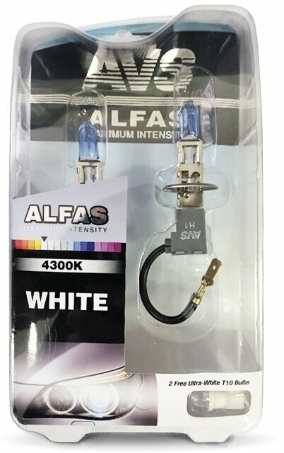 Газонаполненные лампы AVS "Alfas" +130% 4300K H1 комплект 2 шт.