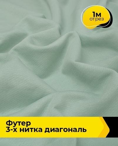 Ткань трикотаж Футер 3-х нитка диагональ 330гр/м. кв. 1 м*180 см, цвет зеленый