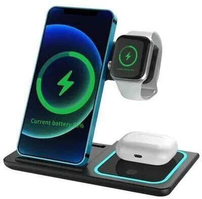Беспроводная зарядная станция 3 в 1 складная / Быстрая зарядка 15W FAST ...