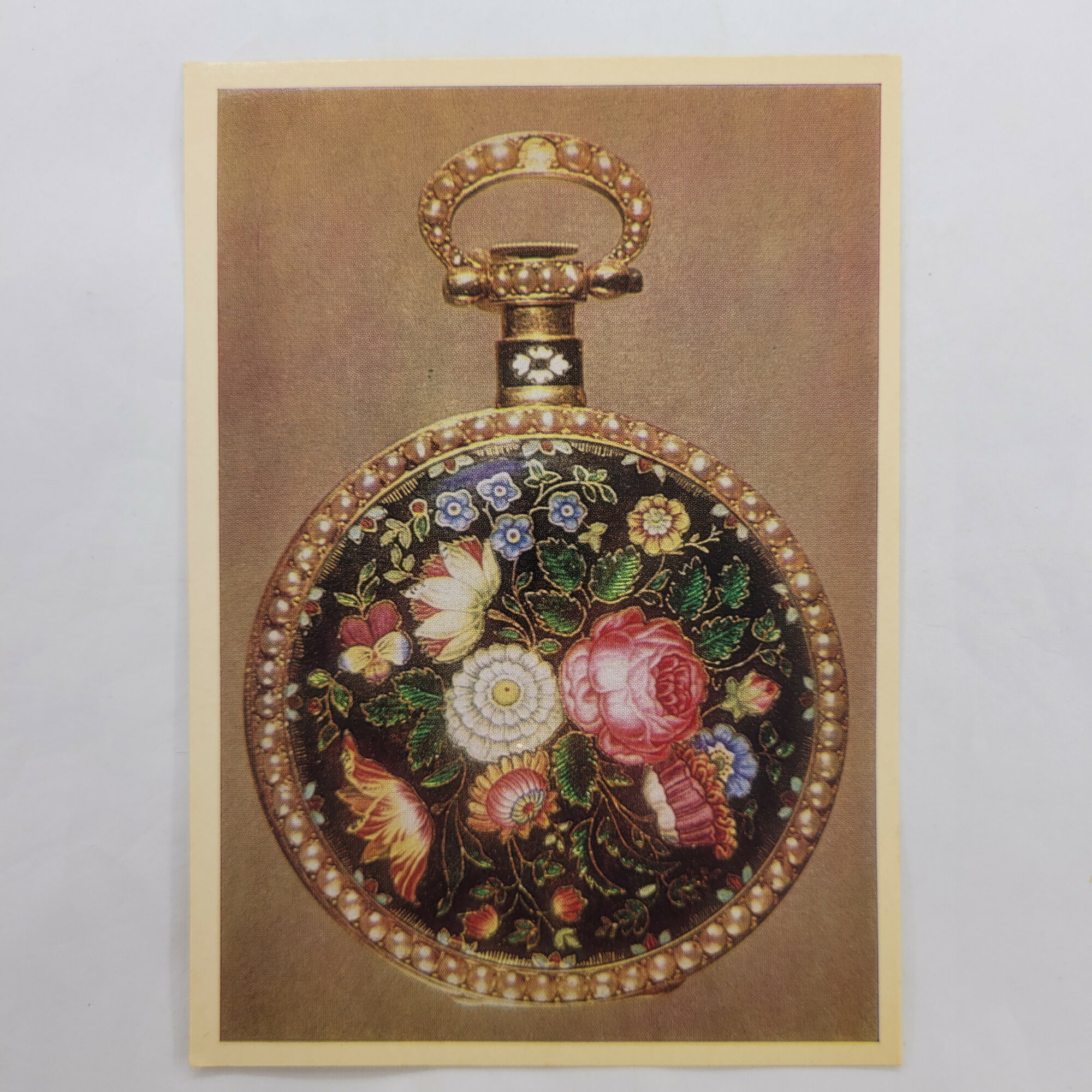 Открытка советская СССР. Часовой механизм с цветочным декором, конец XVIII – начало XIX века. Винтаж