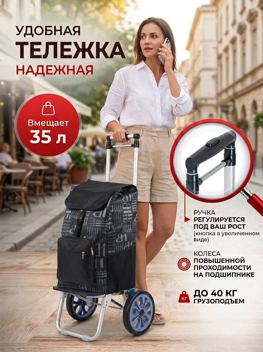 Сумка-тележка хозяйственная с кнопкой