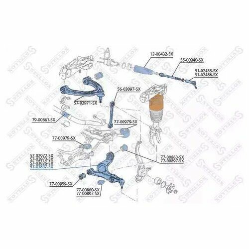 Рычаг подвески Stellox 5703837SX для Audi Q7; Porsche Cayenne; VW Touareg
