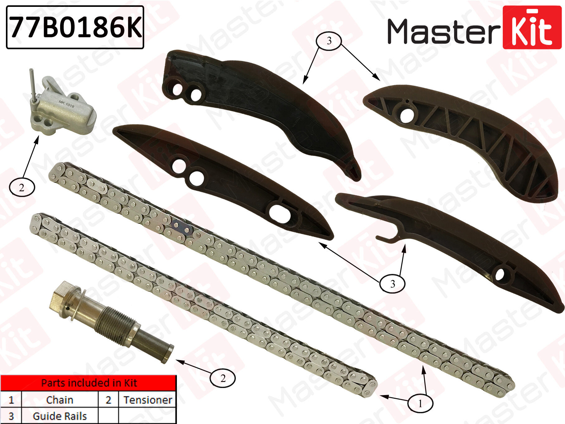 Комплект цепи ГРМ BMW 5 (F10)7 (F01, F02, F03, F04)X5 (E70) N57 D30, MASTERKIT 77B0186K