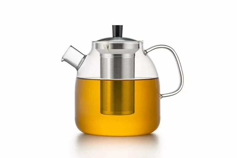 Чайник SAMADOYO Stainless Steel Infuser, 1300 мл, боросиликатное стекло, металл, прозрачный-хромированный (S'090)