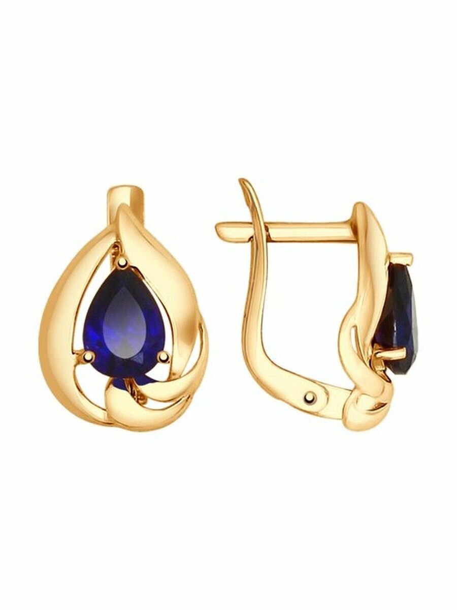 Серьги, красное золото, 375 проба, сапфир синтетический