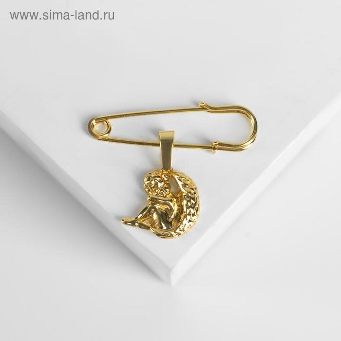 Булавка-оберег с подвеской «Ангел» 3.5 см, цвет золото