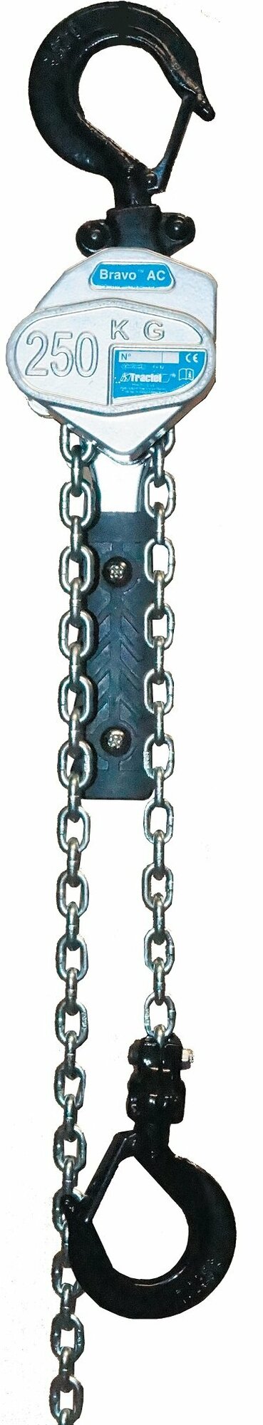 Рычажная цепная таль BRAVO AC 0,5Т 3M, алюминиевый корпус, грузоподъёмность 500 кг, высота подъёма 3 метра