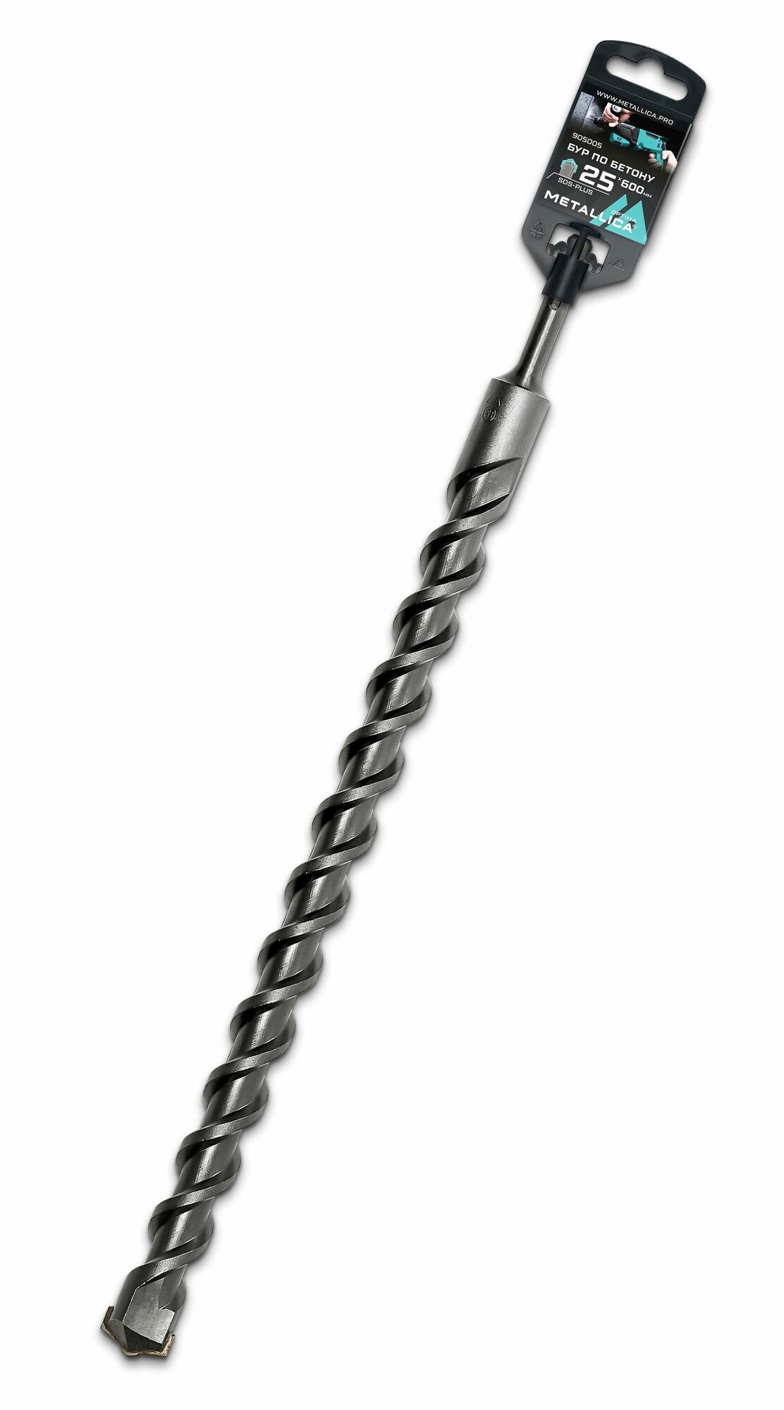 Бур по бетону SDS-plus METALLICA Optima 28 х460/400 мм, напайка с центром, 2 спирали