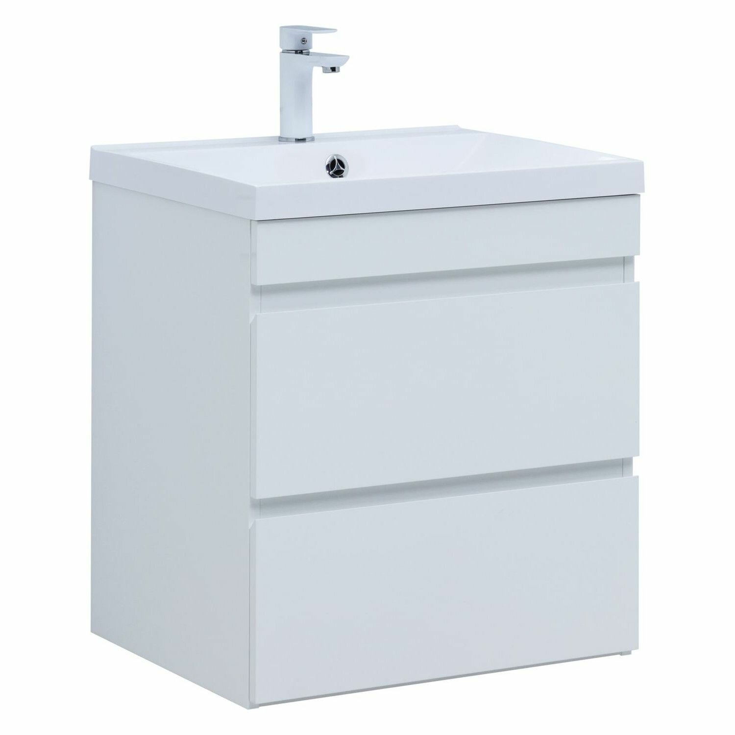 Тумба под раковину в ванную Aquanet Нота New 60 2 ящика, белый глянец