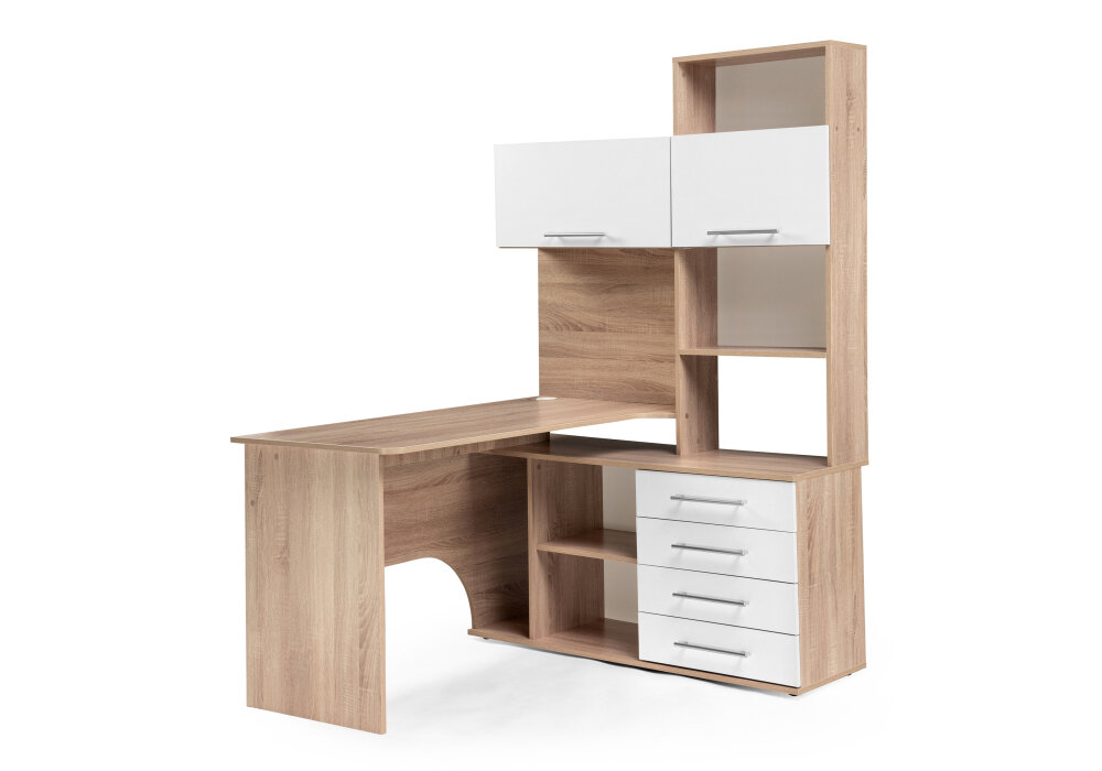 Компьютерный стол Woodville КСТ-14П правый дуб сонома/белый 4365831103