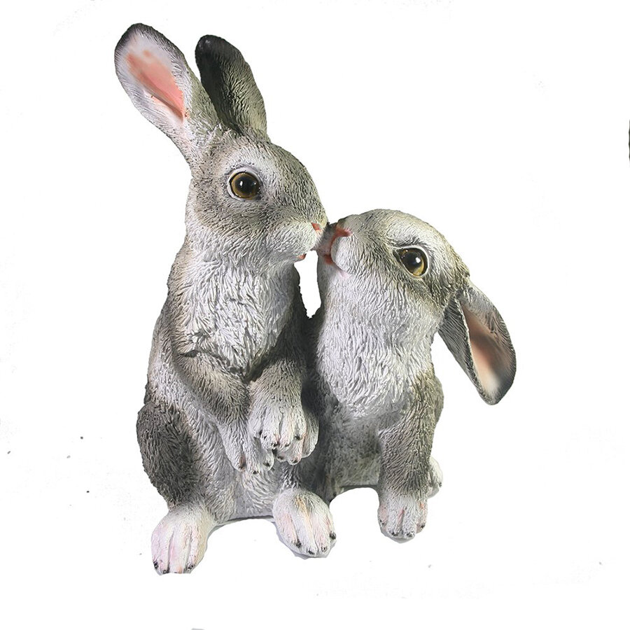 Фигура декоративная Пара зайчиков цв. серый, 22х18х11см KSMR-718201/F845