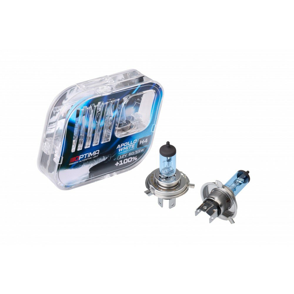 Галогенные лампы Optima Apollo H4 White 4500K, комплект 2 лампы
