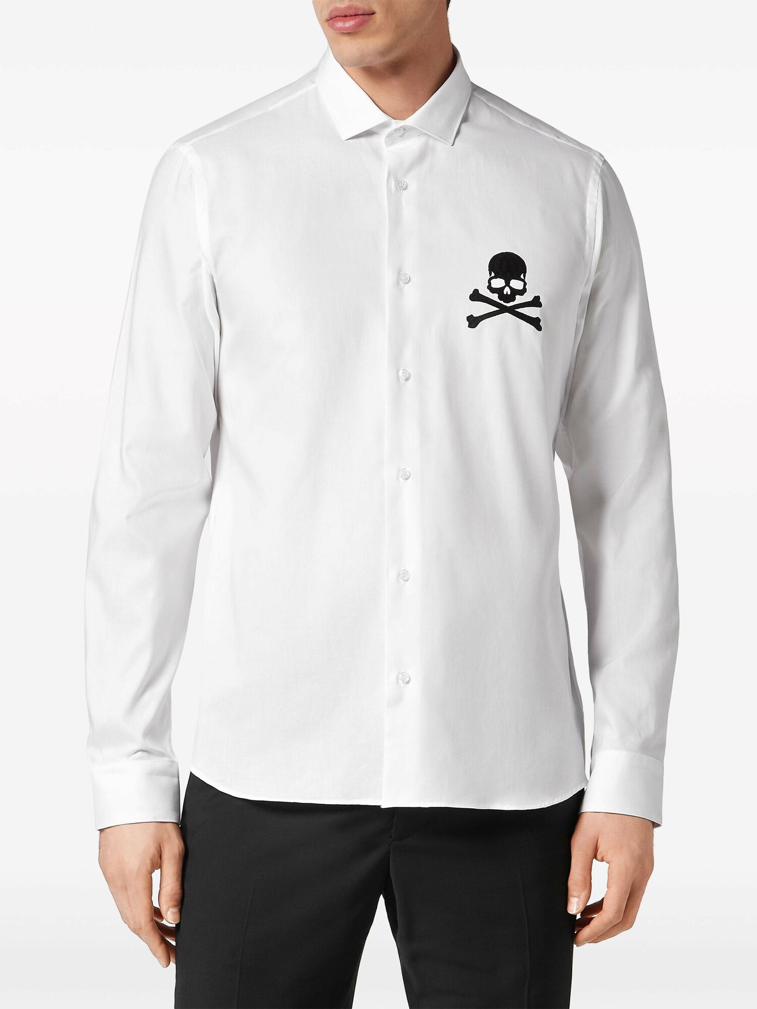 Рубашка PHILIPP PLEIN Skull&Bones, размер M, бежевый/белый — фото 1