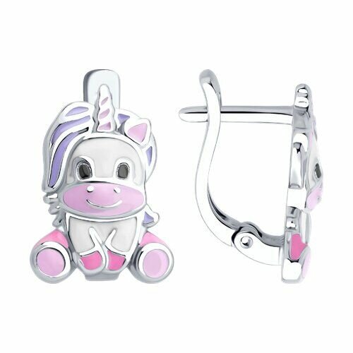 Серьги, серебро, 925 проба, родирование, эмаль