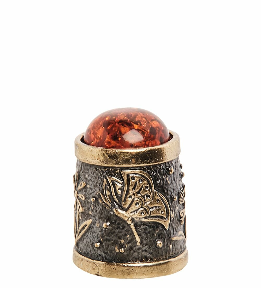 Наперсток 'Лето' (латунь, янтарь)