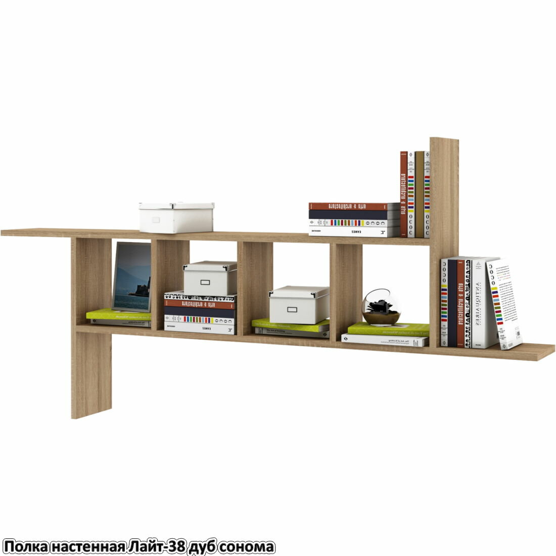 Полка Лайт-38-Дуб сонома, ЛДСП, МФ Владимир VMF, 146х72,2х17 см.