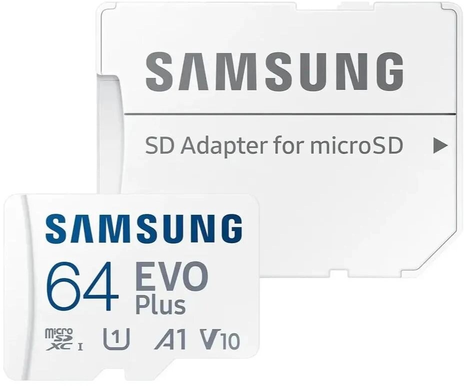 MB-MC64SA / Карта памяти microSDXC UHS-I U1 Samsung EVO Plus 64 ГБ, 130 МБ/с, Class 10, MB-MC64SA,