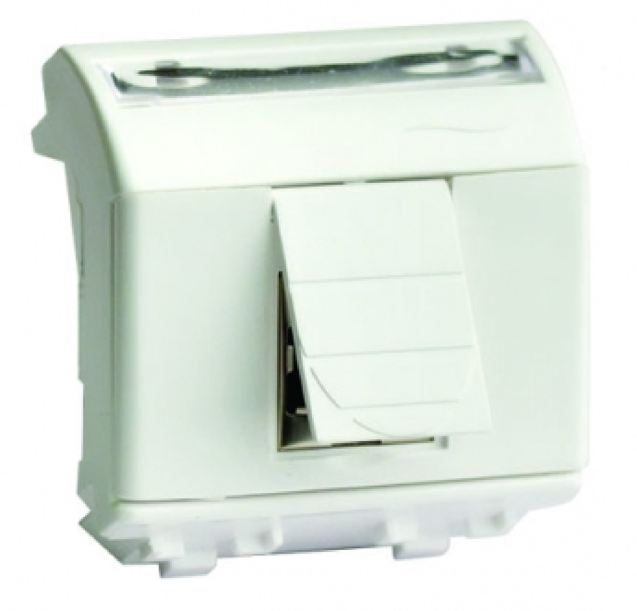 Розетка телефонная DKC / ДКС Brava RJ12 6P6C, 2 модуля, цвет белый, 76121B / электроустановочное оборудование