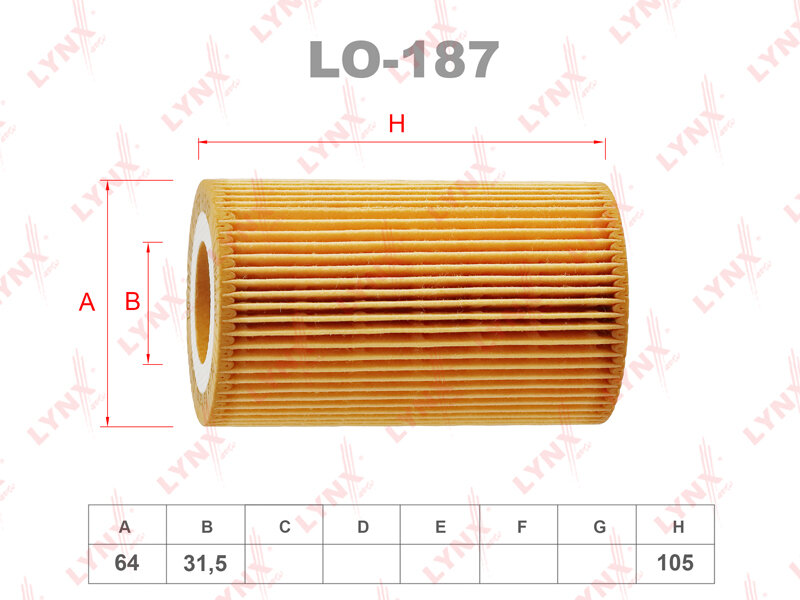 Фильтр масляный LYNXauto LO-187. Для: AUDI Ауди A4 3.0 12-15 / A5 3.0 11-17 / A6 3.0 14> / A7 3.0 14> / A8 3.0 11> / Q7(Ку7)(4M) 3.0 15>