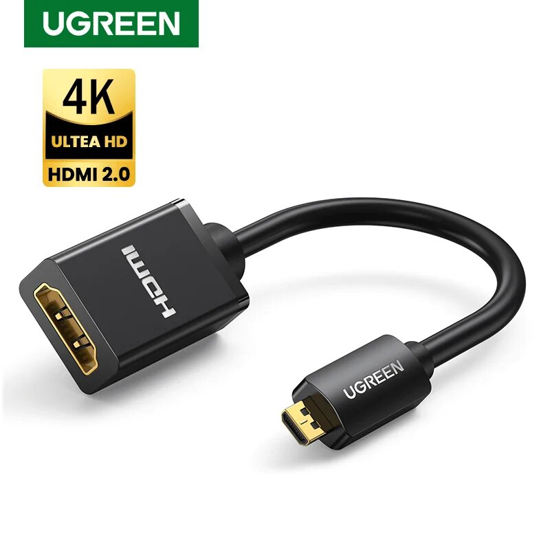 UGREEN Micro HDMI - HDMI, 0.25m, 4K Metal Grey — фото 1