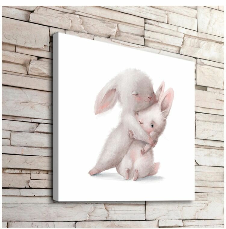 Канвас 40х40 см Милые зайчики