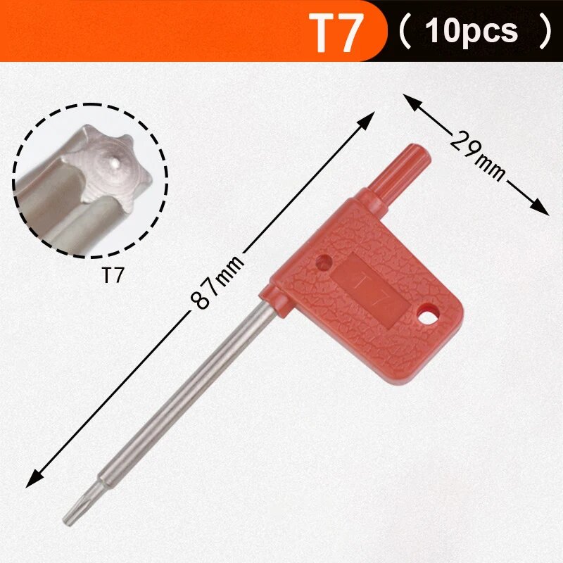 Набор ключей Torx Paowuxian, красный, хромованадиевая сталь, T7 T8 T9 T10 T15 T20 T7 10PCS