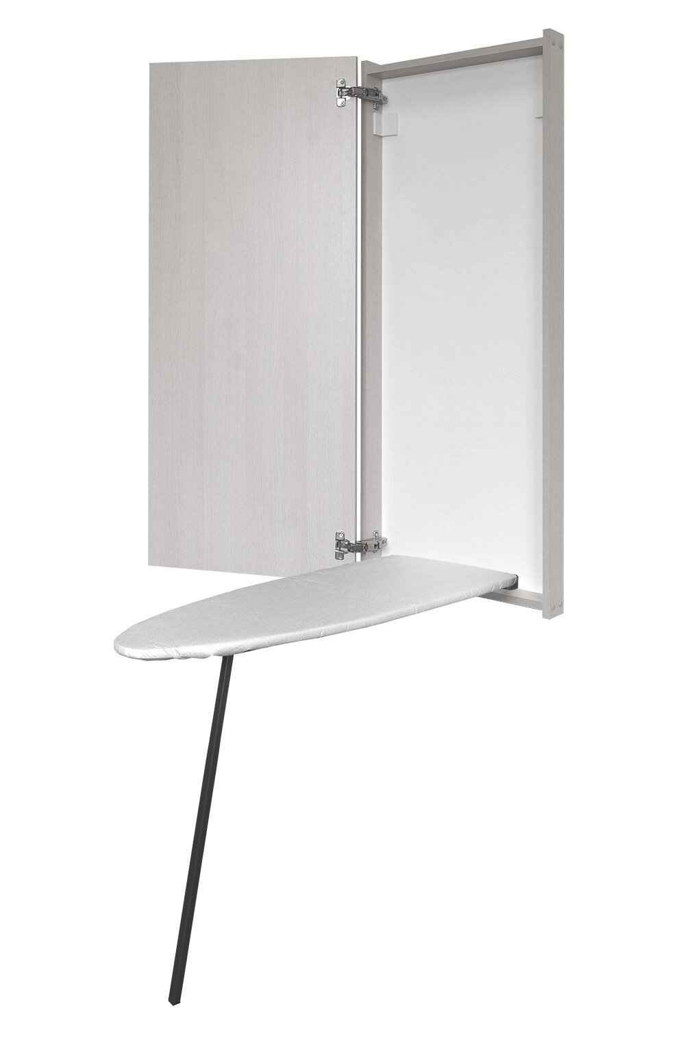 Настенная гладильная доска с зеркалом Астра Мини распашная беленый дуб лево