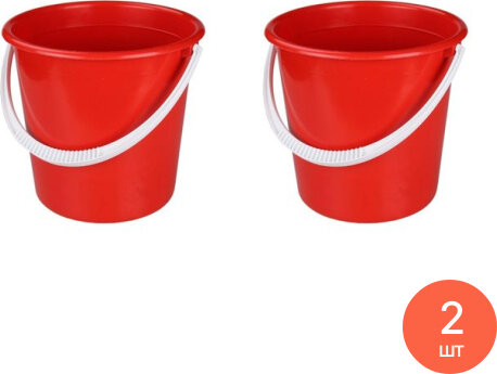Ведро Альтернатива Крепыш полипропилен красный 10л (комплект из 2 шт)