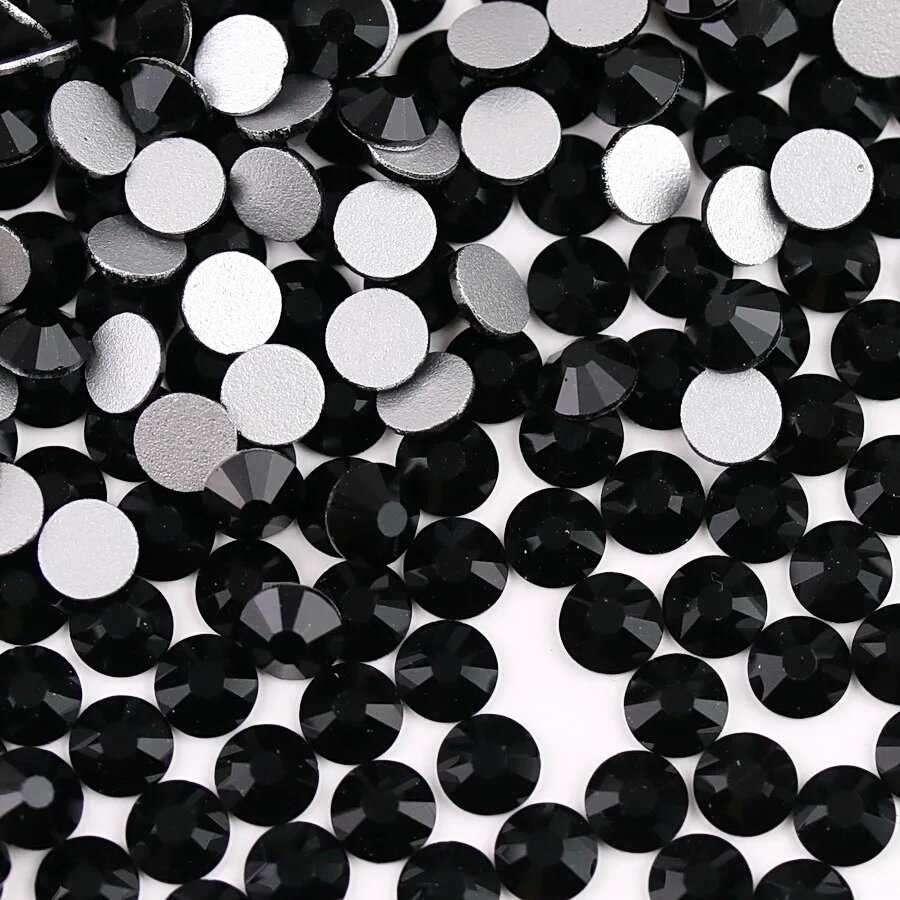 SNCRYSTAL Плоские круглые стразы 7 размеров Черный, SS8 2.5mm 1440pcs, A5 Black