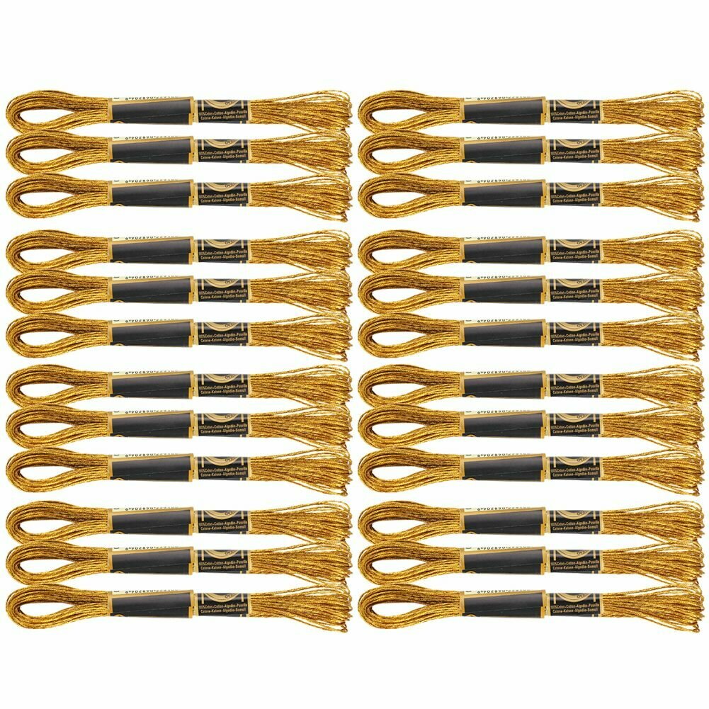 Набор из 24 ниток для вышивания, глянцевые золотистые плетеные хлопковые нитки для вышивки крестом, пряжа для шитья и рукоделия