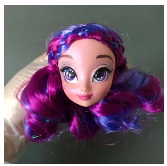 Кукла принцесса, голова, сиреневый, purple red braid