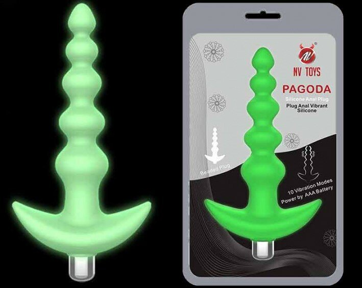 Вибратор анальный плаг силиконовый, светящийся