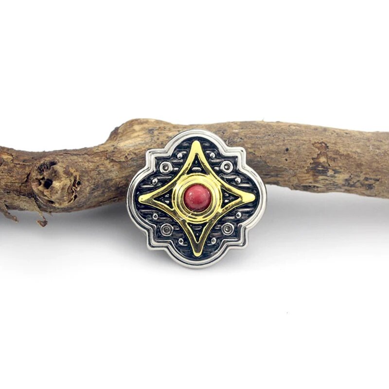 Двухцветные гравированные кончо из цинкового сплава 5 шт Red