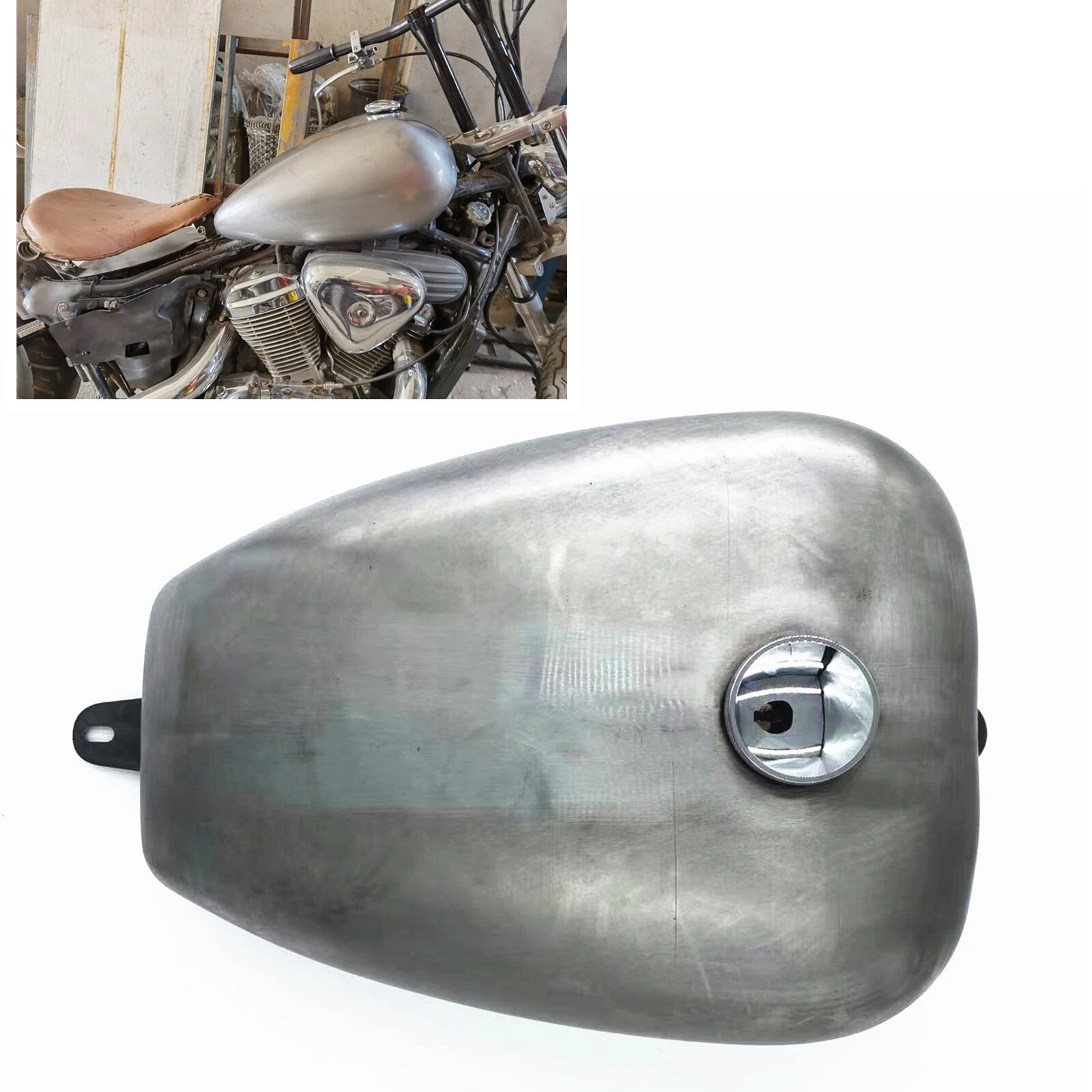 17-литровый бензобак для мотоцикла, модифицированный, ручной работы, с крышкой, для HONDA Steed 400 600