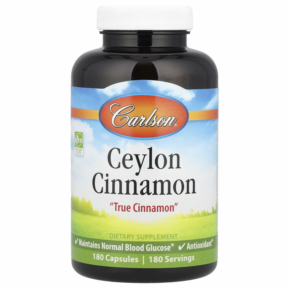 Carlson, цейлонская корица, 180 капсул (500 мг в 1 капсуле)