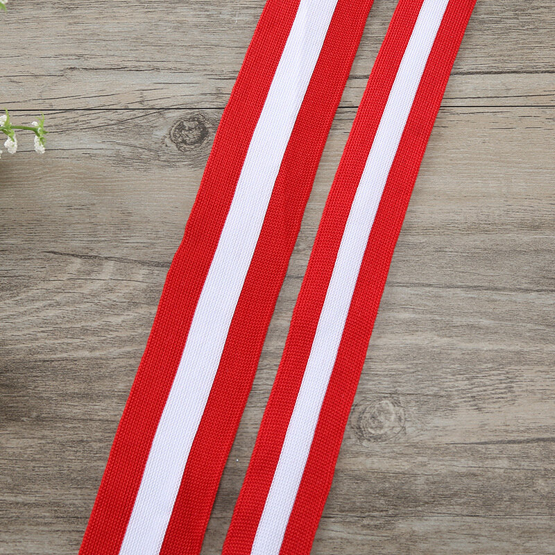 Пояс вязаный, с окантовкой, неэластичный, красный и белый, 2.5 см