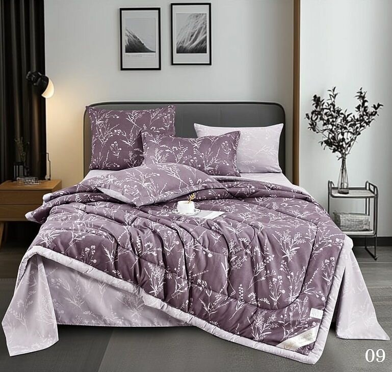 Комплект постельного белья с готовым одеялом, Сатин, евро, 4 наволочки, Подарочная сумка