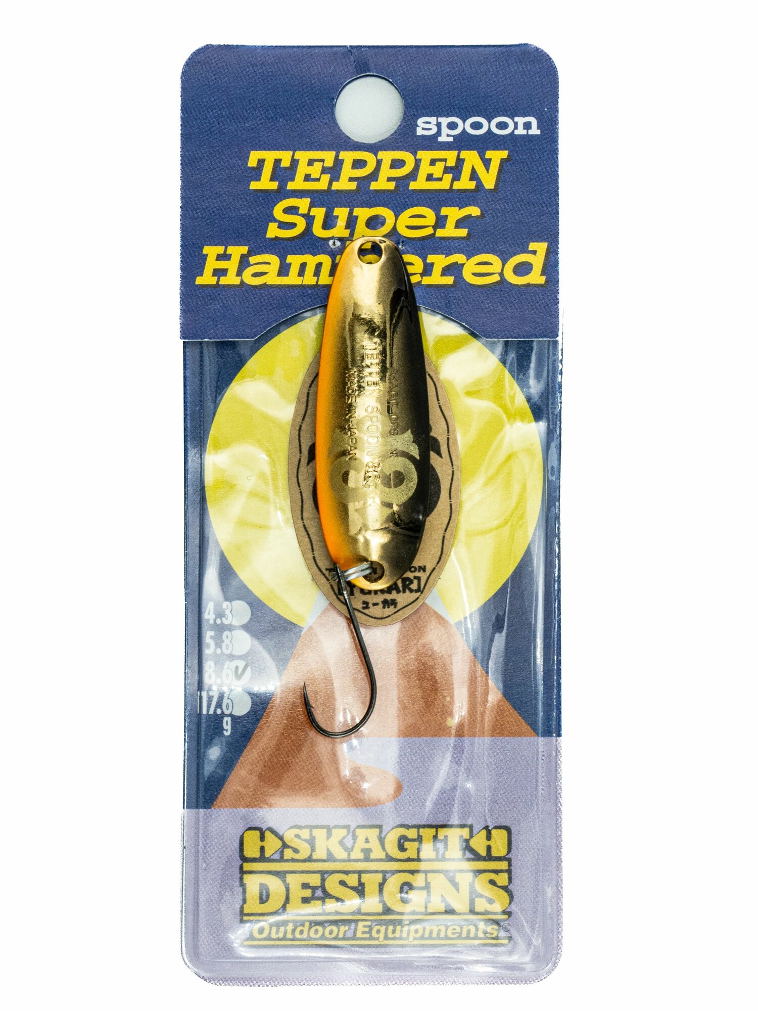 Блесна Skagit Designs TePPeN Spoon Super Hammered YukaR, 8.6 г, #Gold Black Orange