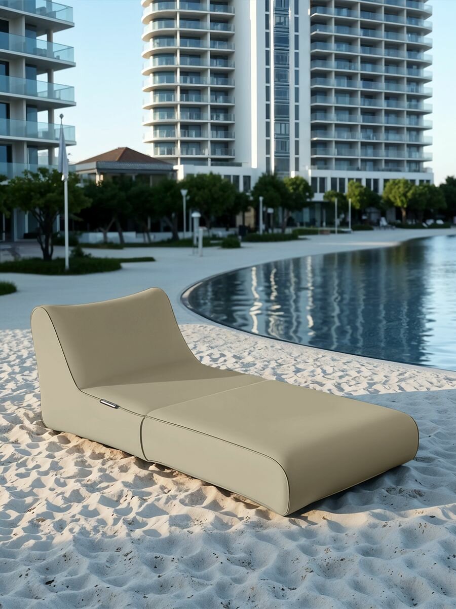 Мягкий шезлонг трансформер Conversion Lounger - Mudhoney Dune (олефин, бежевый) - садовая лаунж мебель для отдыха на даче