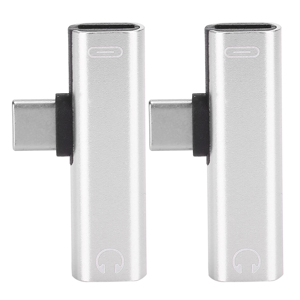 2 шт. Кабель-переходник Type-C на 3,5 мм для подключения наушников (серебристый)