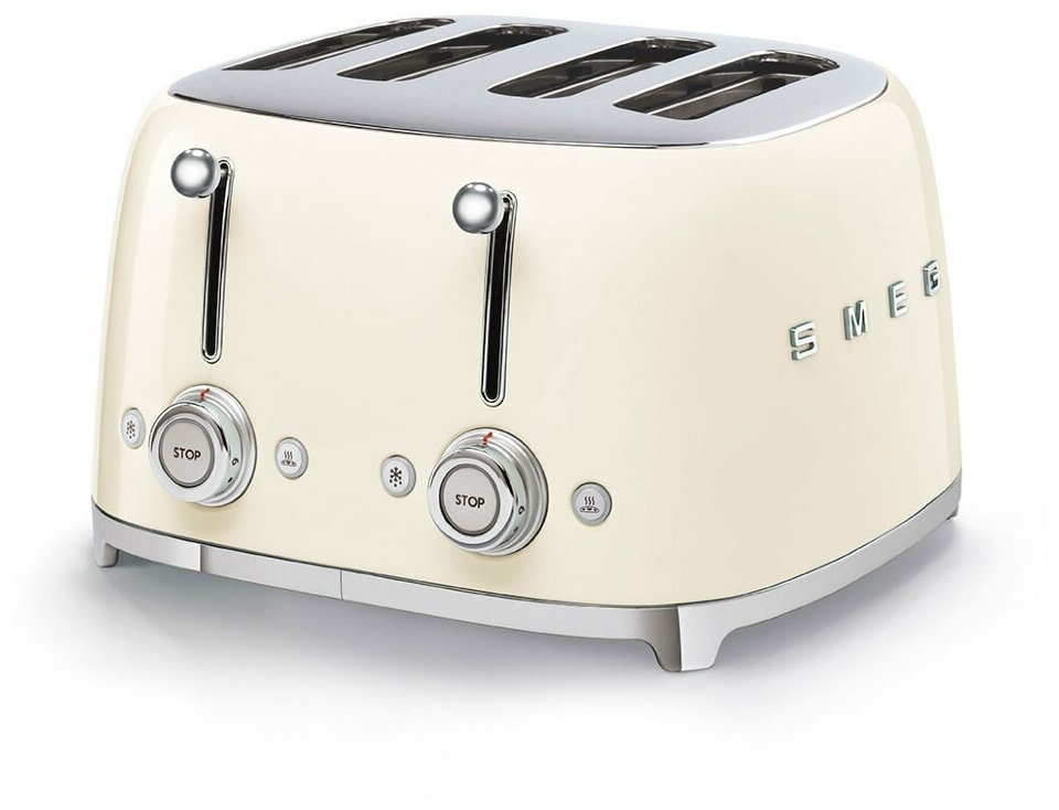 Тостер Smeg TSF03CREU кремовый, 4 ломтика, корпус из нержавеющей стали, подогрев, размораживание, 6 уровней поджаривания