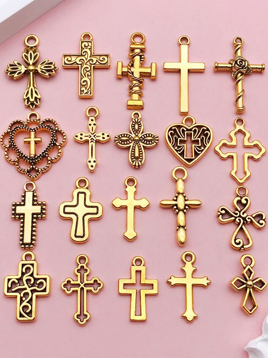 20 видов крестов из старинного золота для создания handmade-бижутерии: ожерелий, браслетов, серёг и других украшений-YG-CJ-0507