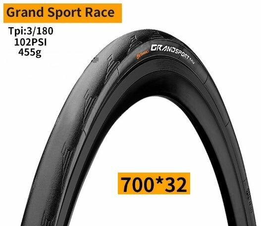 Велопокрышка 28" Continental Grand Sport Race 700x32C, 180TPI, корд сталь