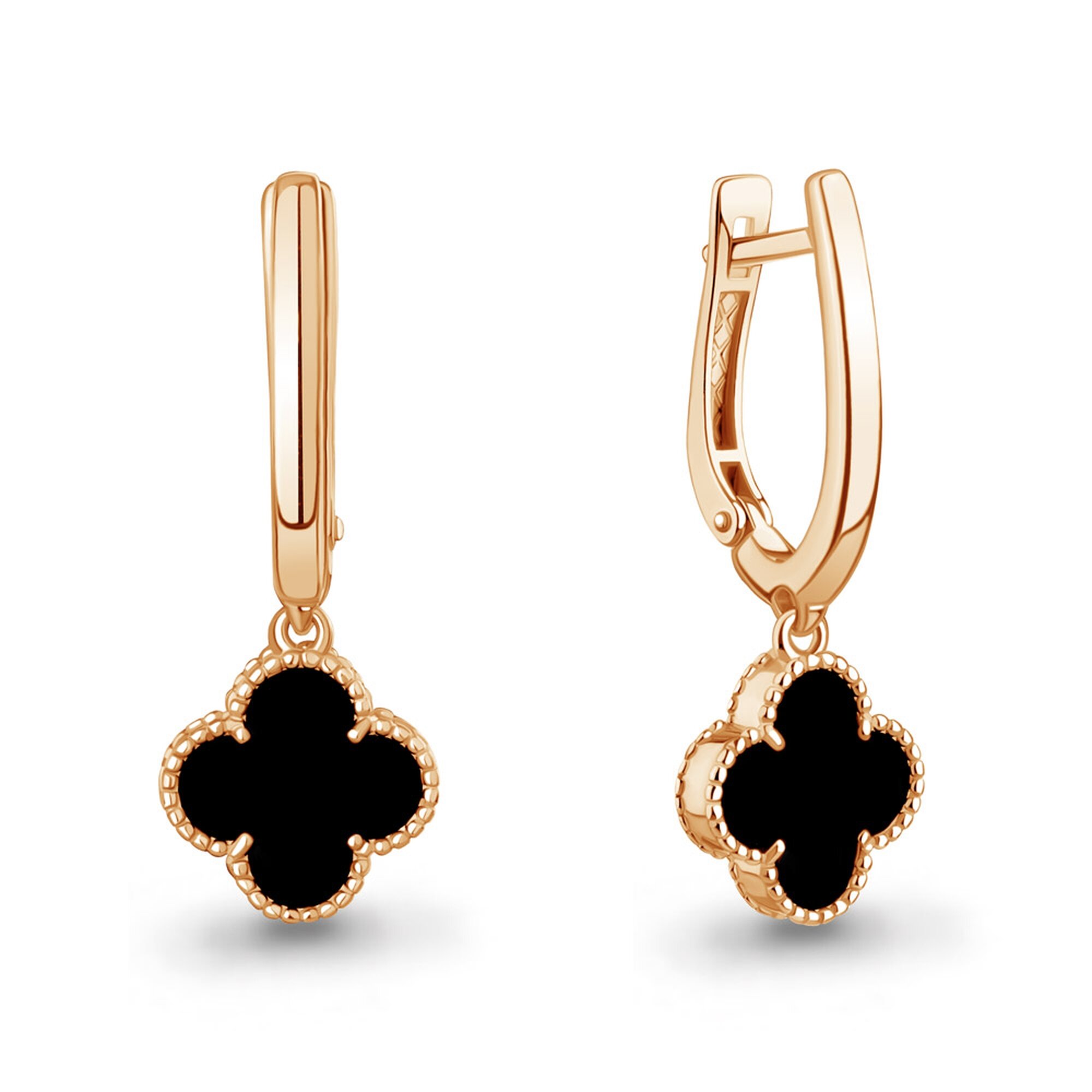 Серьги, серебро, 925 проба, золочение, оникс