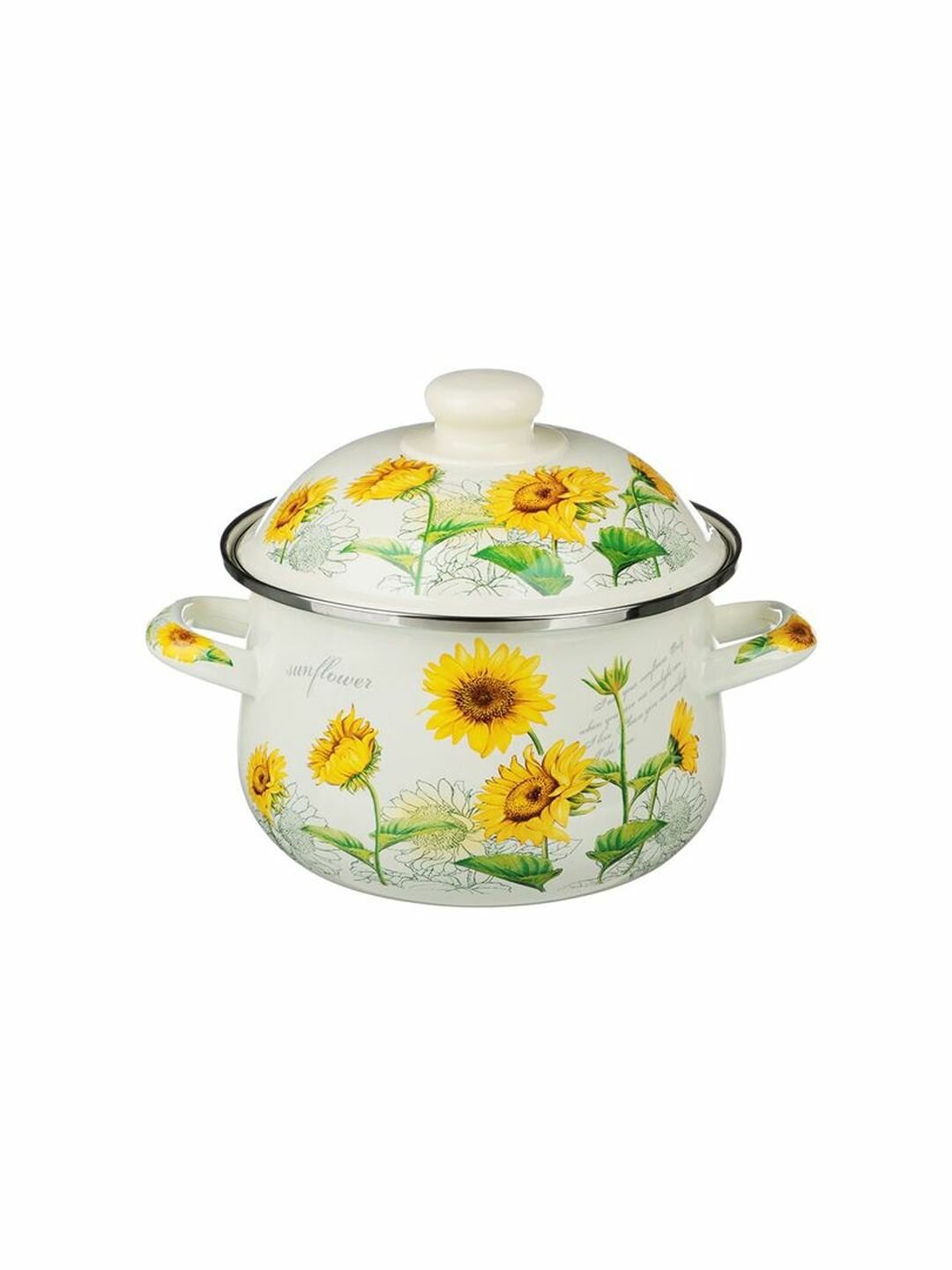 Кастрюля эмалированная, 18см, 2,0л, индукция VETTA Подсолнухи